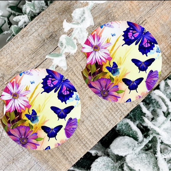house of threads | Accessories | Handmade Purple Butterfly Car Coasters ...